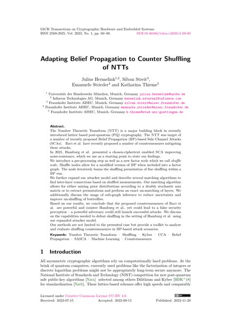 Pdf Adapting Belief Propagation To Counter Shuffling Of Ntts