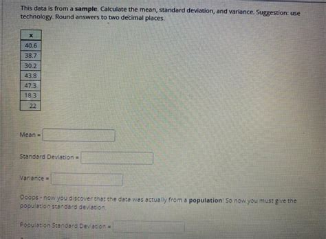 Solved This Data Is From A Sample Calculate The Mean Chegg