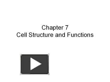PPT Chapter 7 Cell Structure And Functions PowerPoint Presentation Free To Download Id
