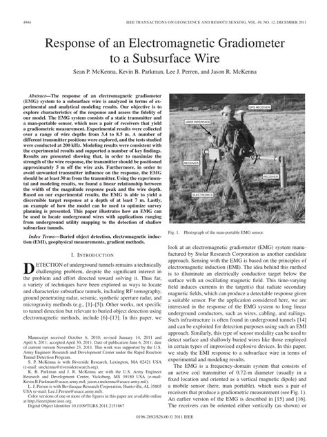 Pdf Response Of An Electromagnetic Gradiometer To A Subsurface Wire