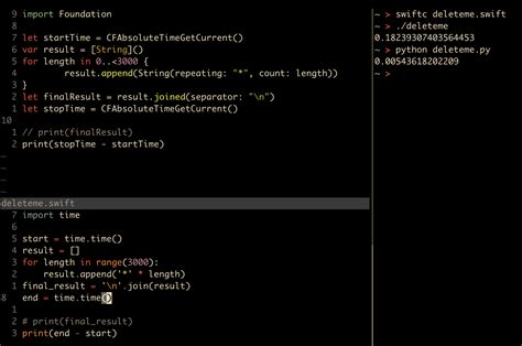 just started learning swift i ran a python vs swift test in which