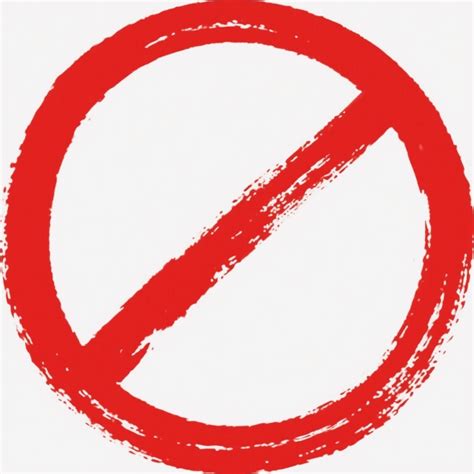一个醒目的禁止标志，由红色圆形边框和中央红色交叉线组成，采用粗犷有力的毛笔笔触风格，线条边缘带有自然的飞白和墨韵效果