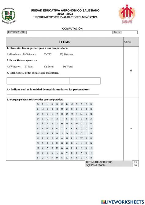 computación online exercise for 1 2 bgu live worksheets