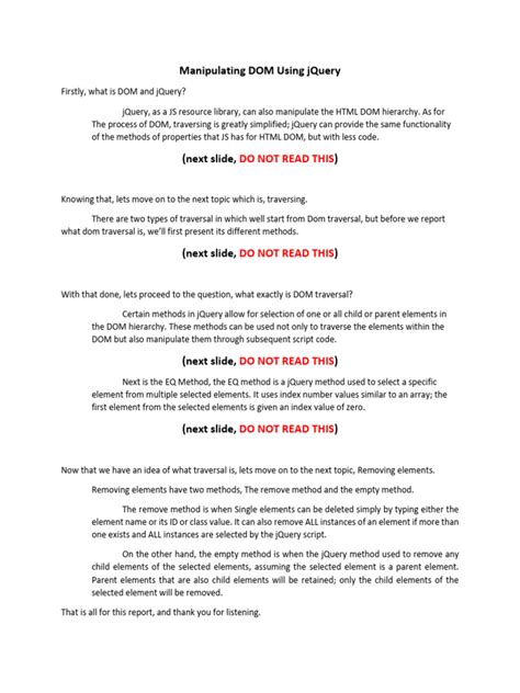 Module 12 Manipulating Dom Using Jquery Pdf Teaching Methods