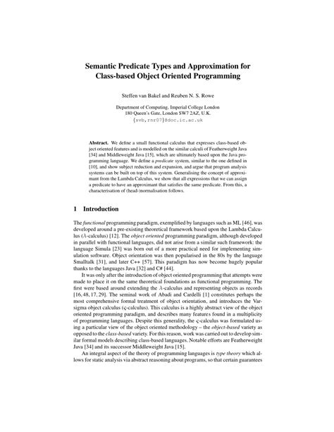 Pdf Semantic Predicate Types And Approximation For Class Based Object