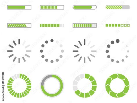 loading signs load indicator icons preload symbol set stock vector