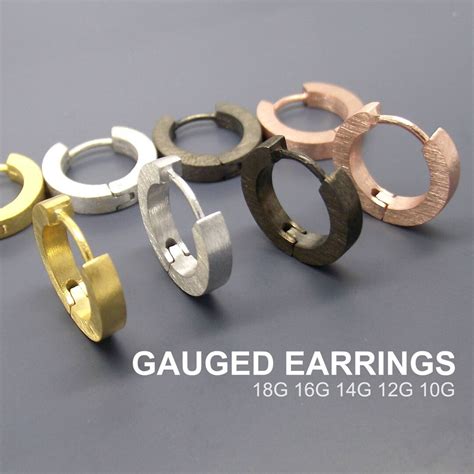 Gauge Hoop Earrings Mens Gold Huggie Custom Mens Earrings 14