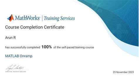Arun Ramesh On Linkedin Certificationcomplete Matlab Engineering