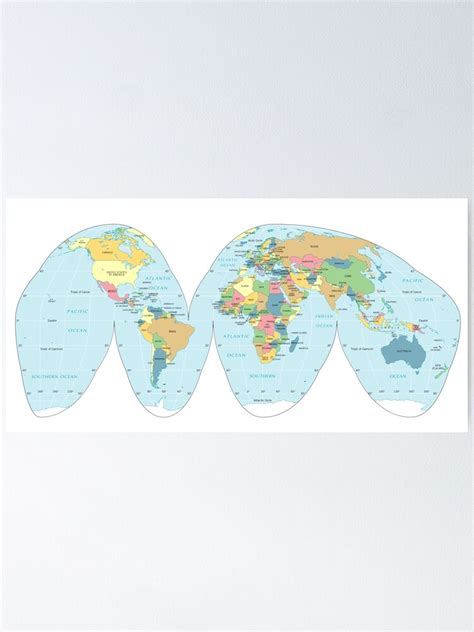 authagraph world map poster for sale by cutegirlyart redbubble