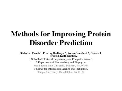 Ppt Methods For Improving Protein Disorder Prediction Powerpoint