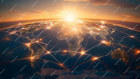 Glowing cities connected world global connectivity digital world map ...