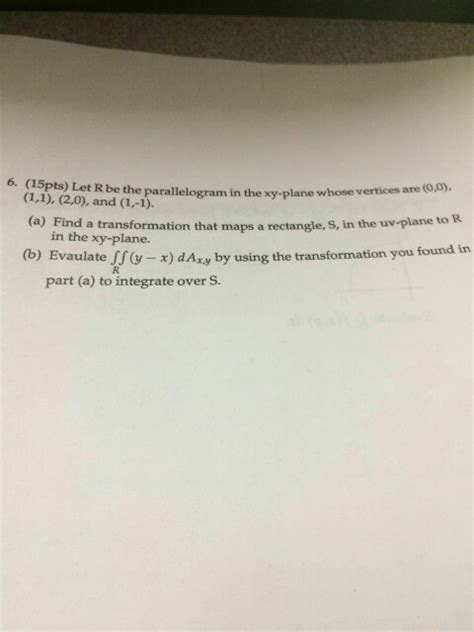 Solved Let R Be The Parallelogram In The Xy Plane Whose Chegg