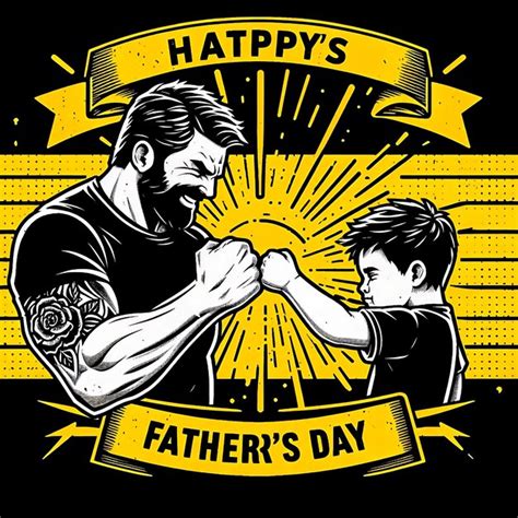 Premium Photo Happy Fathers Day Greetings Black White Yellow Background
