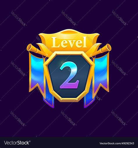 Game Level Badge Gui Interface Golden Banner Vector Image