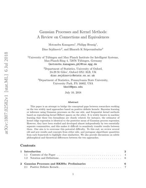 PDF Gaussian Processes And Kernel Methods A Review Gaussian Processes And Kernel Methods A
