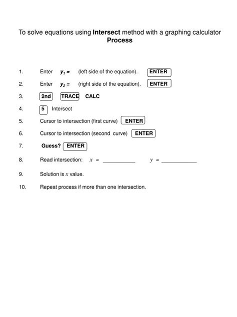 PPT To Solve Equations Using Intersect Method With A Graphing Calculator Process PowerPoint