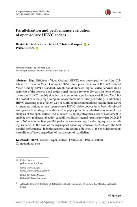 parallelization and performance evaluation of open source hevc codecs