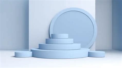 흰색 배경에 제품 프레젠테이션을 위한 깨끗하고 매끄러운 파란색 연단의 3d 렌더링 3d 스튜디오 디스플레이 배경 제품 배치