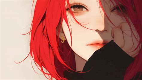 2205d Anime Girl Red Hair 4K Wallpaper 4K HD