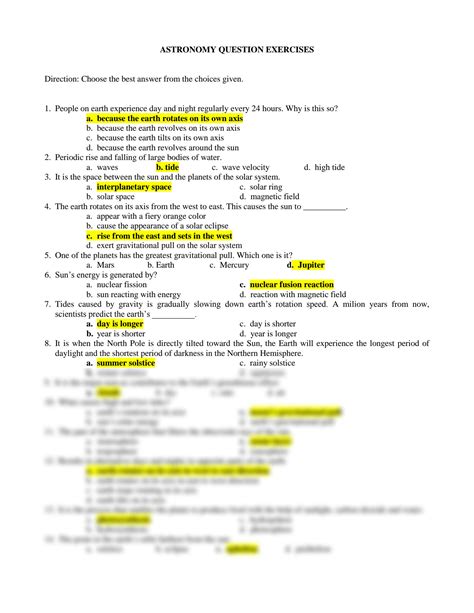 Solution Astonomy Questions With Answer Key Studypool