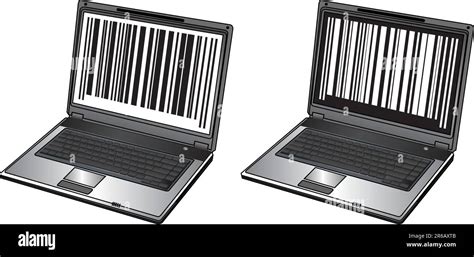 Opened Laptop With Bar Codes Stock Vector Image And Art Alamy