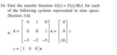 solved 4 find the transfer function g s y s r s for each