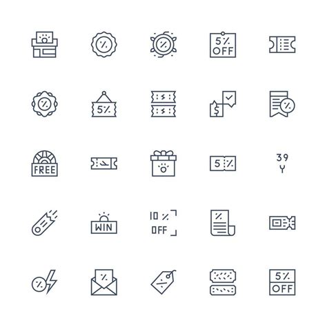25 Medium Stroke Outline Designs For Voucher Icons Versatile Icon
