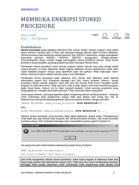 Membuka Enkripsi Stored Procedure Pdf Sql Microsoft Sql Server