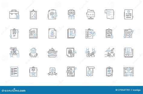 Contract Line Icons Collection Agreement Obligation Clause Negotiation Signature Terms