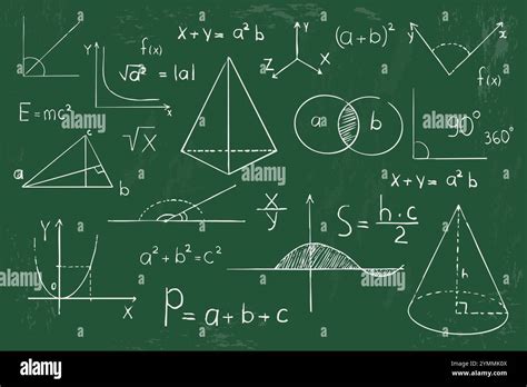 Math Geometry Graph And Shapes On Blackboard Background Set Science Math Geometry Graph And Shapes On Blackboard Background Set Science