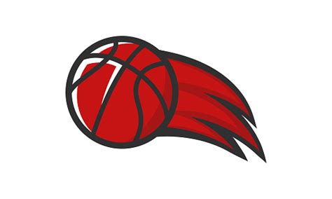 흰색 배경에 고립 된 Swoosh와 농구 비행 공 배너 로고 라벨 디자인에 대한 스포츠 아이콘 벡터 그림입니다 검은색에 대한 스톡 벡터 아트 및 기타 이미지 Istock