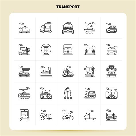 Outline 25 Transport Icon Set Vector Line Style Design Black Icons Set