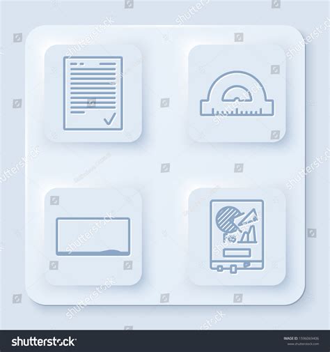 Set Line Exam Sheet Check Mark Stock Vector Royalty Free 1596069406