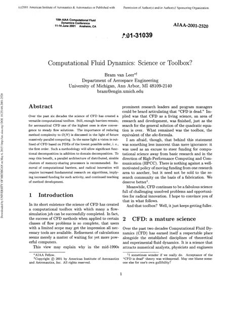 Pdf Computational Fluid Dynamics Science Or Toolbox