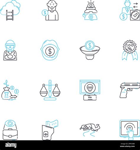 Deception Linear Icons Set Fraud Concealment Deceit Trickery Duplicity Misleading