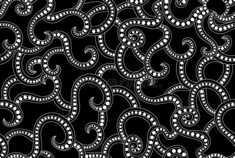 Abstract Decorative Vector Seamless Pattern With Figured Curling Dotted