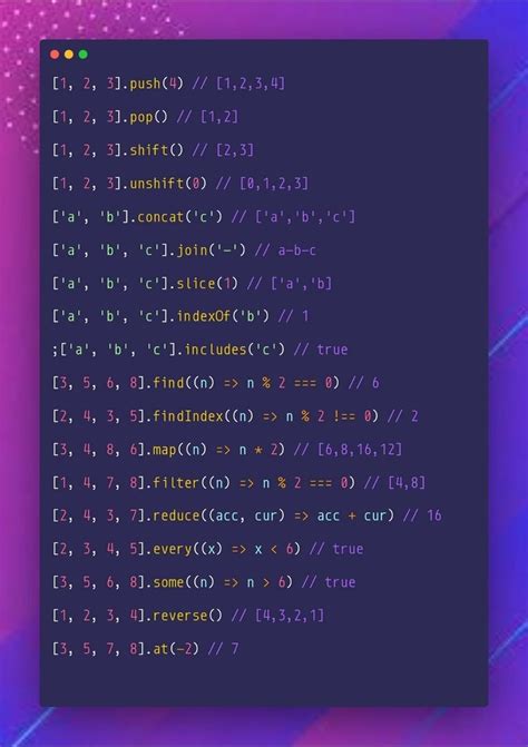 Desert Palm JavaScript Array Methods Cheatsheet