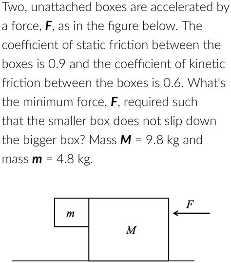 [get Answer] Two Unattached Boxes Are Accelerated By A Force F As In The Figure Below The