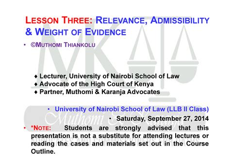 Lesson 3 Relevance And Admissibility Lesson Three Relevance