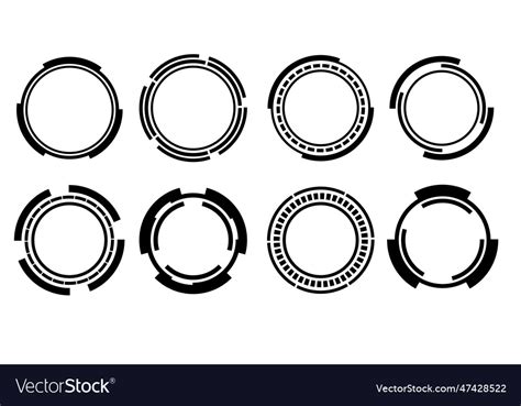 Set Of Sci Fi Black Circle User Interface Vector Image
