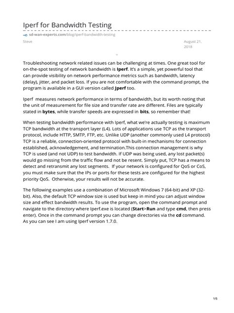 Iperf For Bandwidth Testing Pdf Transmission Control Protocol