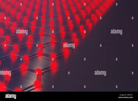 3d Rendering Red Abstract Nanotechnology Hexagonal Geometric Form Close Up Concept Graphene