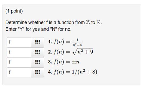 solved 1 point determine whether f is a function from z to