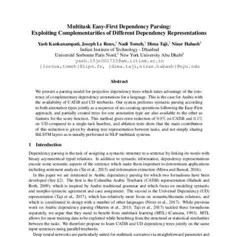 Multitask Easy First Dependency Parsing Exploiting Complementarities