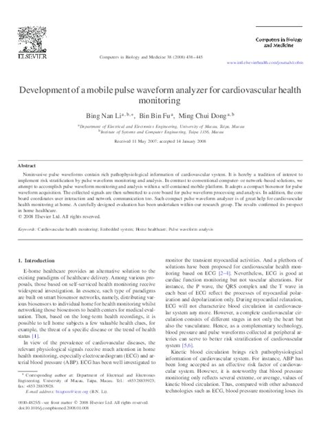 Pdf Development Of A Mobile Pulse Waveform Analyzer For