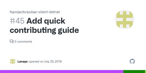 Add Quick Contributing Guide · Issue 45 · Fsprojectspulsar Client Dotnet · Github