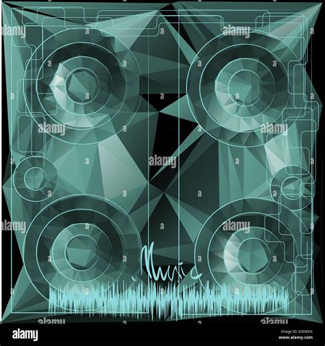 Music Abstract Background With Triangular Speakers And Wave Stock