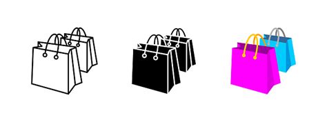 쇼핑백 아이콘입니다 종이 패키지 벡터 그림입니다 부티크 심볼 패션 시장 기호입니다 상업 및 상품 픽토그램 소매점 개념입니다 가방에 대한 스톡 벡터 아트 및 기타 이미지