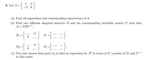 Solved Let A 42 39 A ﻿find All Eigenvalues And