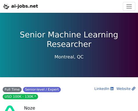 Hiring Senior Machine Learning Researcher In Montreal Qc Raimljobs